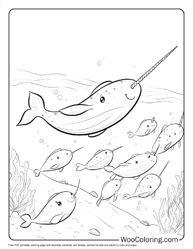 100+ Narwhal coloring pages (Free PDF To Print) | Woo Coloring