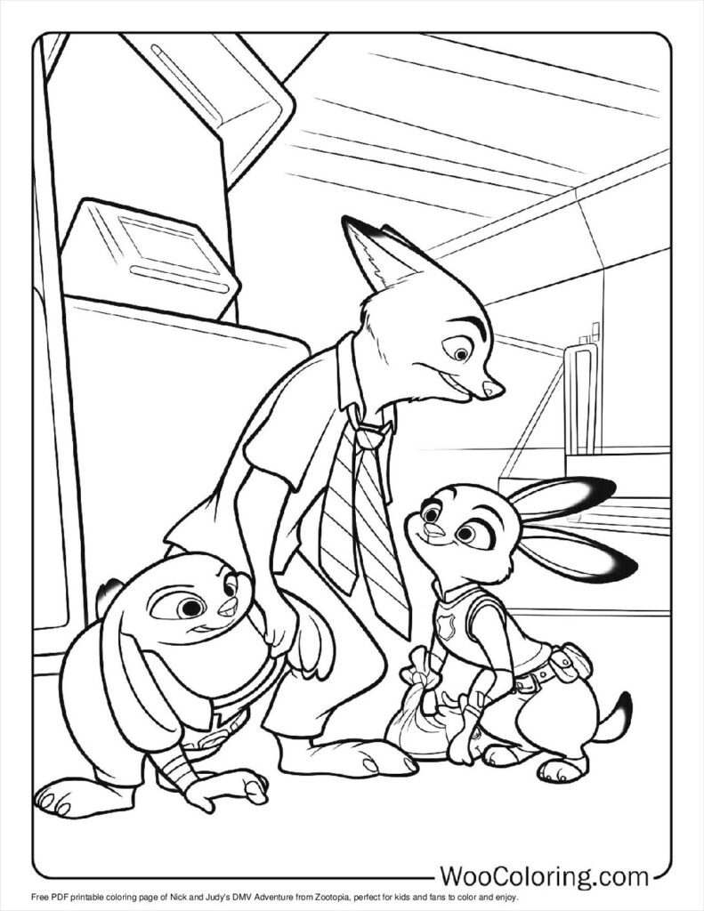 100+ Zootopia coloring pages (Free PDF To Print) | Woo Coloring
