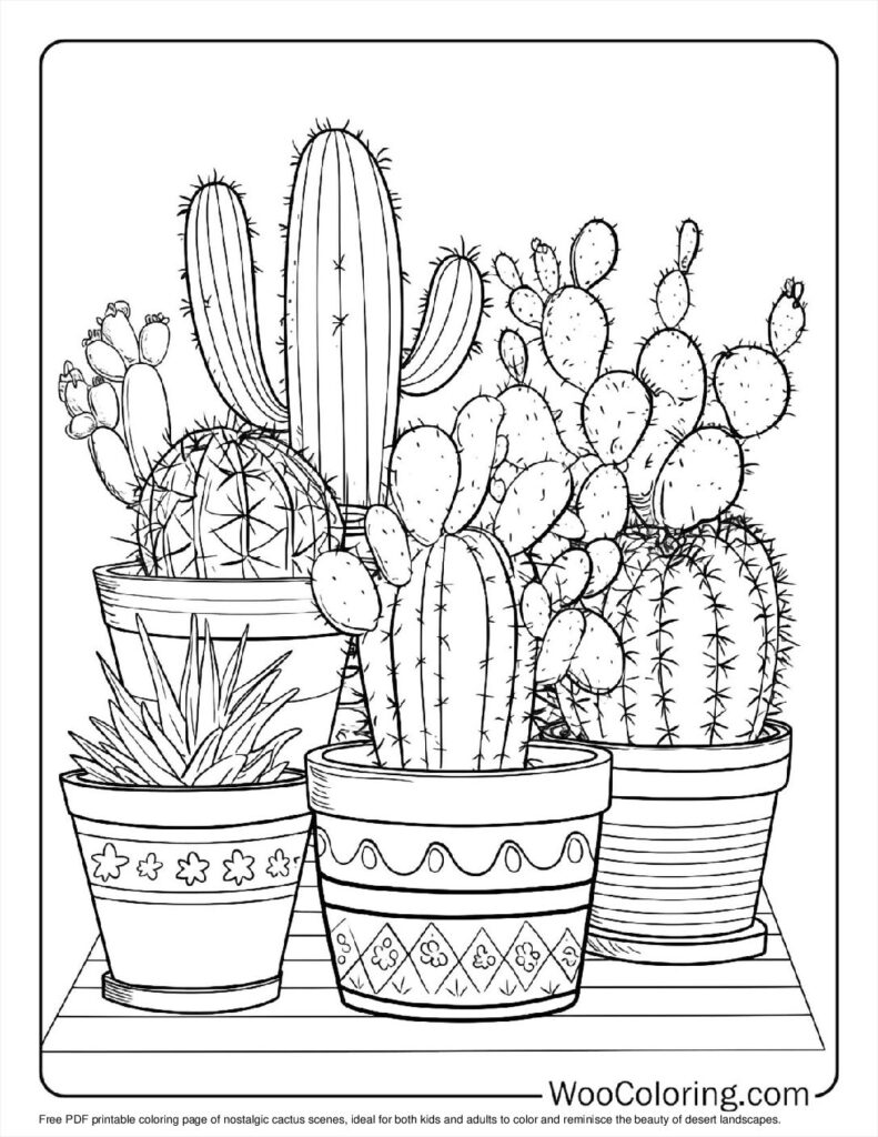 100+ Cactus coloring pages (Free PDF To Print) | Woo Coloring