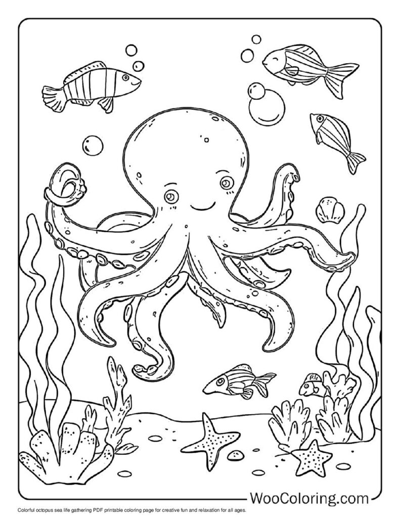 100+ Octopus coloring pages (Free PDF To Print) | Woo Coloring