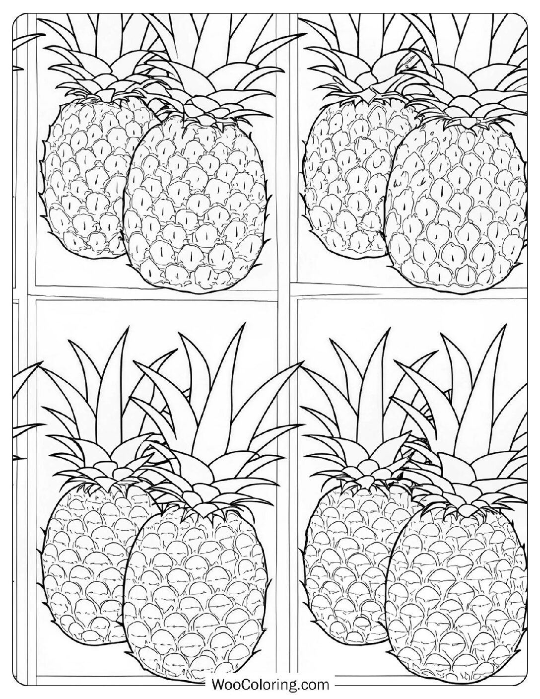 24 Pineapple Coloring Pages (Free PDF To Print) | Woo Coloring