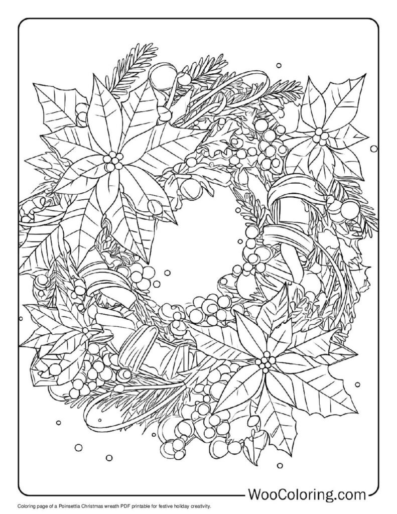 100+ Christmas Wreath coloring pages (Free PDF To Print) | Woo Coloring