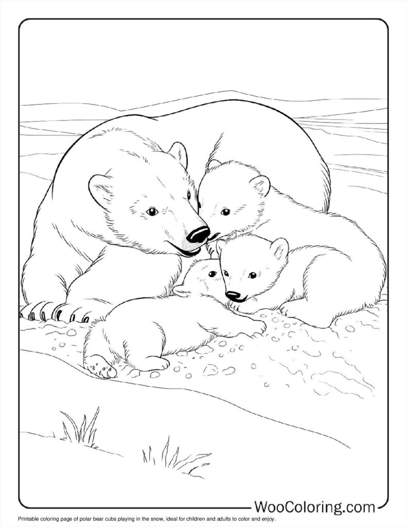 100+ Polar Bear coloring pages (Free PDF To Print) | Woo Coloring