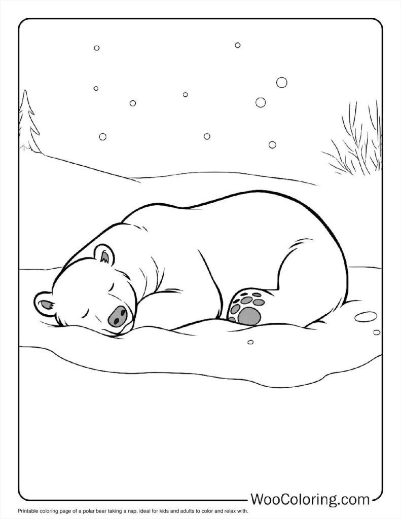 100+ Polar Bear coloring pages (Free PDF To Print) | Woo Coloring