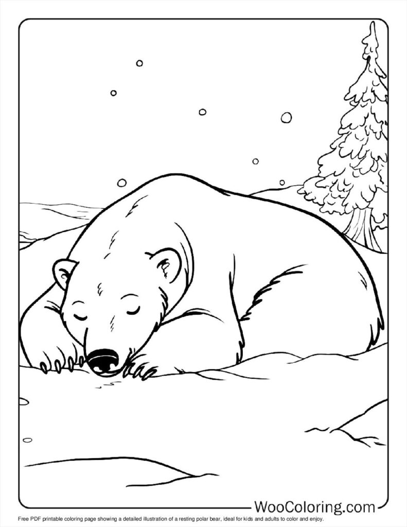 100+ Polar Bear coloring pages (Free PDF To Print) | Woo Coloring