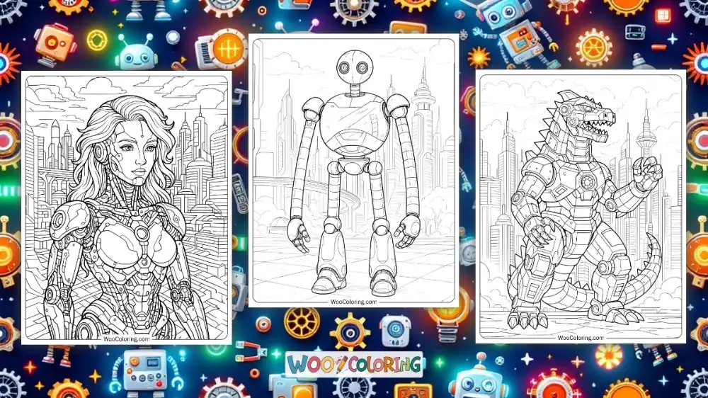 100 Robot Coloring Pages (Free PDF To Print) | Woo Coloring
