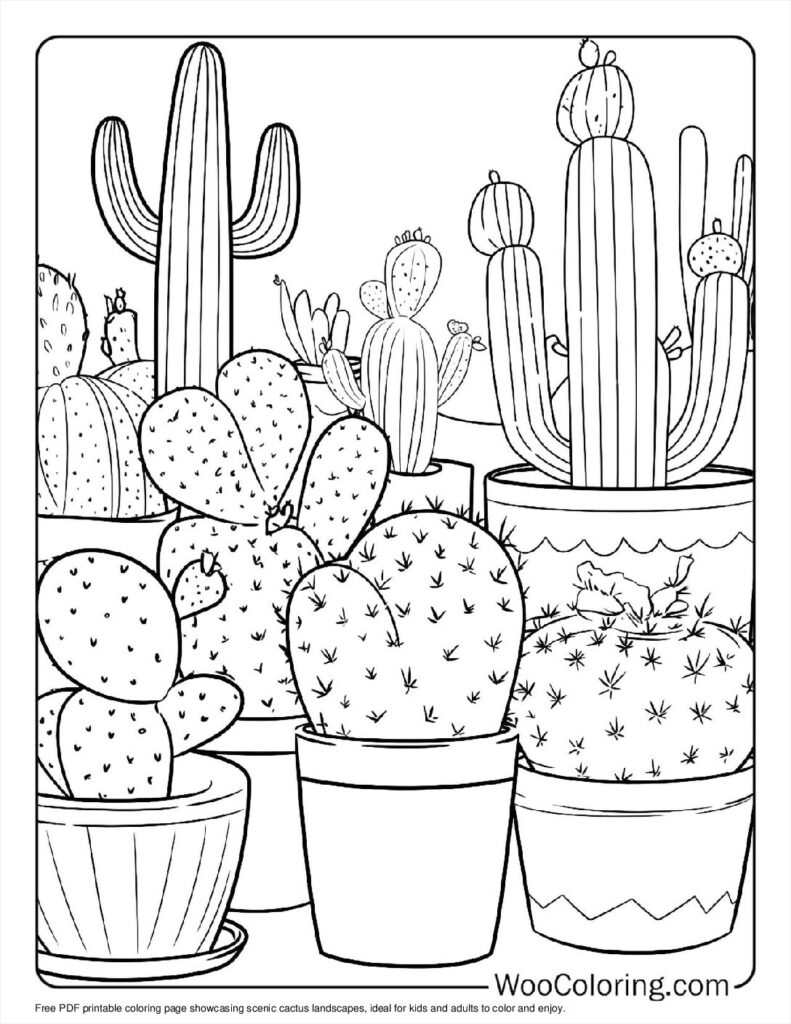 100+ Cactus coloring pages (Free PDF To Print) | Woo Coloring