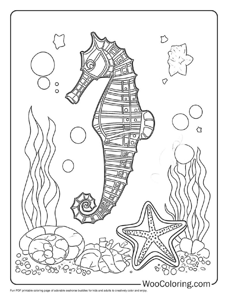 100+ Seahorse coloring pages (Free PDF To Print) | Woo Coloring