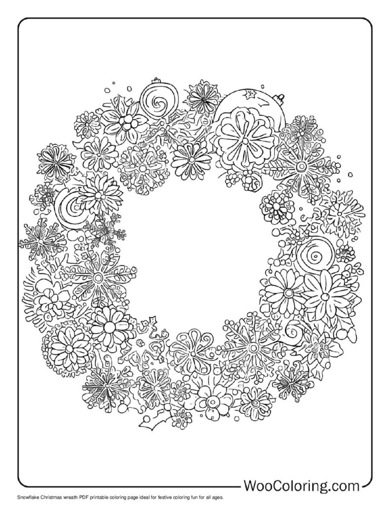 100+ Christmas Wreath coloring pages (Free PDF To Print) | Woo Coloring