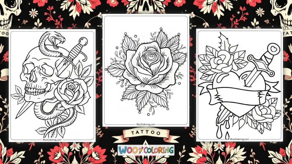 100+ Tattoo coloring pages (Free PDF To Print) | Woo Coloring