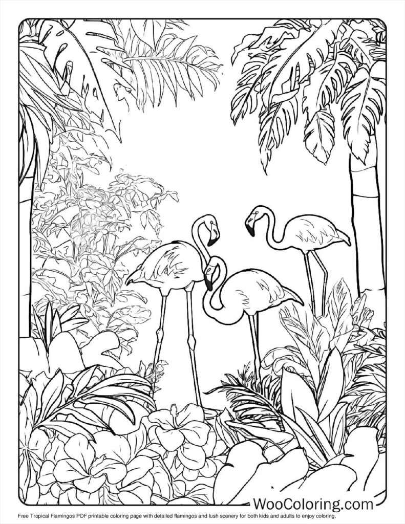 100+ Flamingo coloring pages (Free PDF To Print) | Woo Coloring
